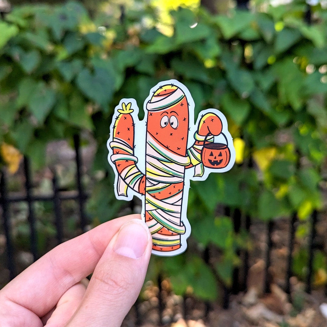 Spooky Cactus Mummy Sticker: Halloween Vinyl Decal - Etsy