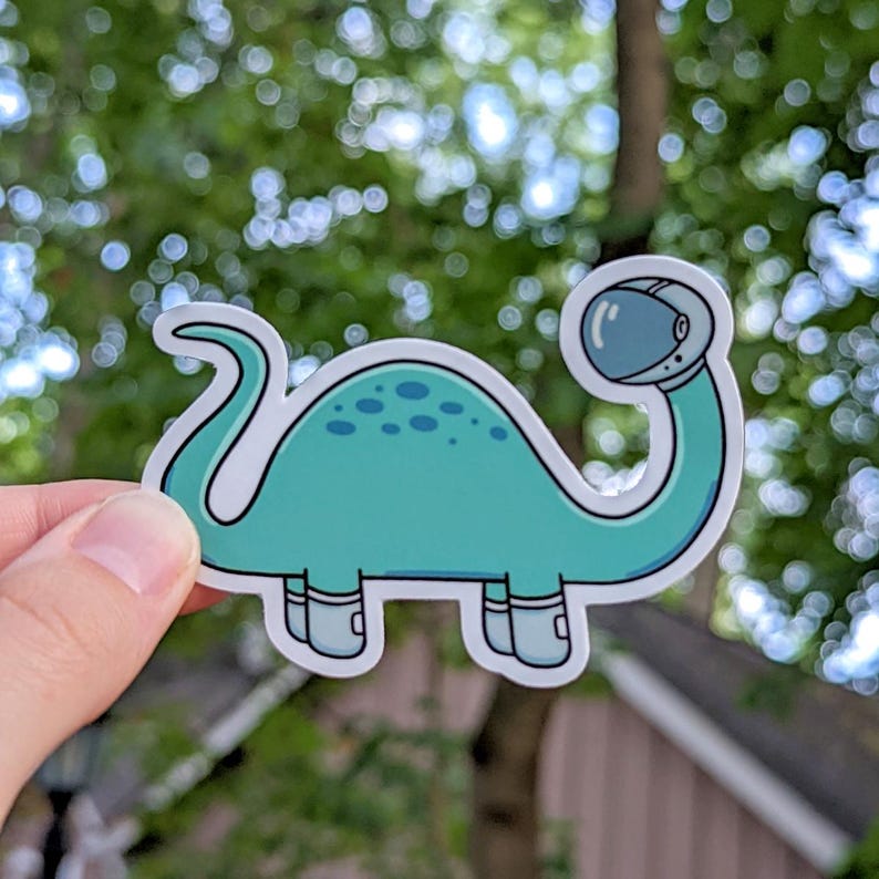 Green Brontosaurus Astronaut Sticker: Funny Space Dinosaur Decal - Etsy