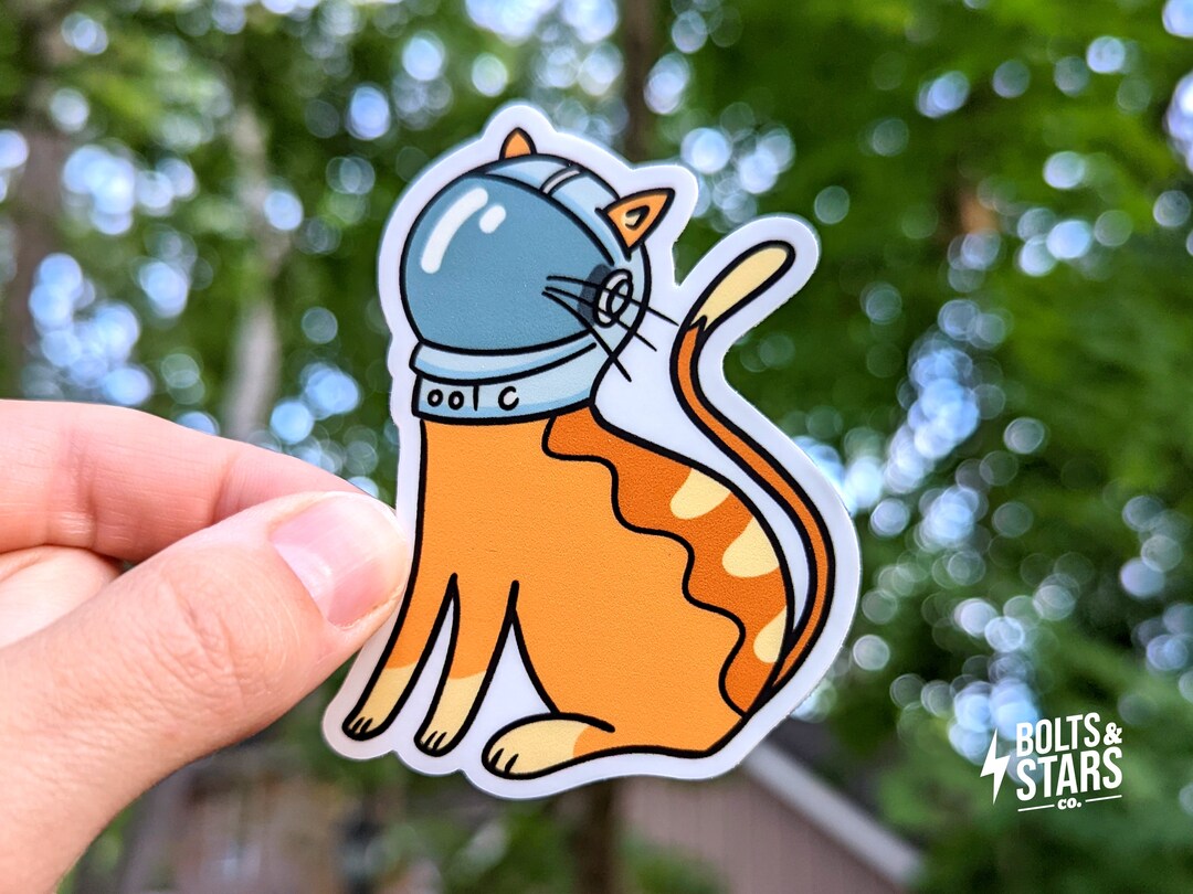 Cute Astronaut Cat Sticker for Cat Lovers Weatherproof, Scratch ...