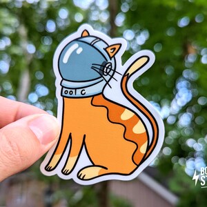 Cute Astronaut Cat Sticker for Cat Lovers Weatherproof, Scratch ...