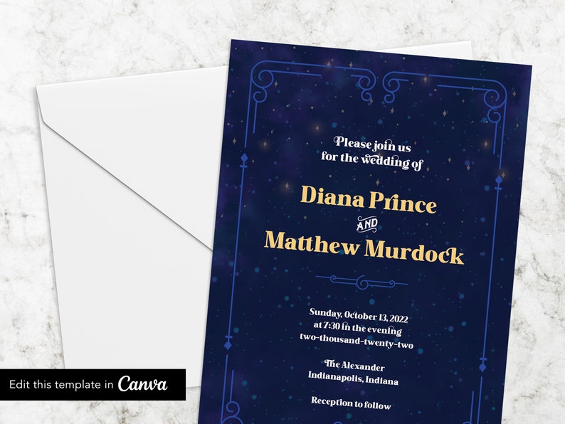 Starry Wedding Invitation, Celestial Wedding Invitation, Printable ...