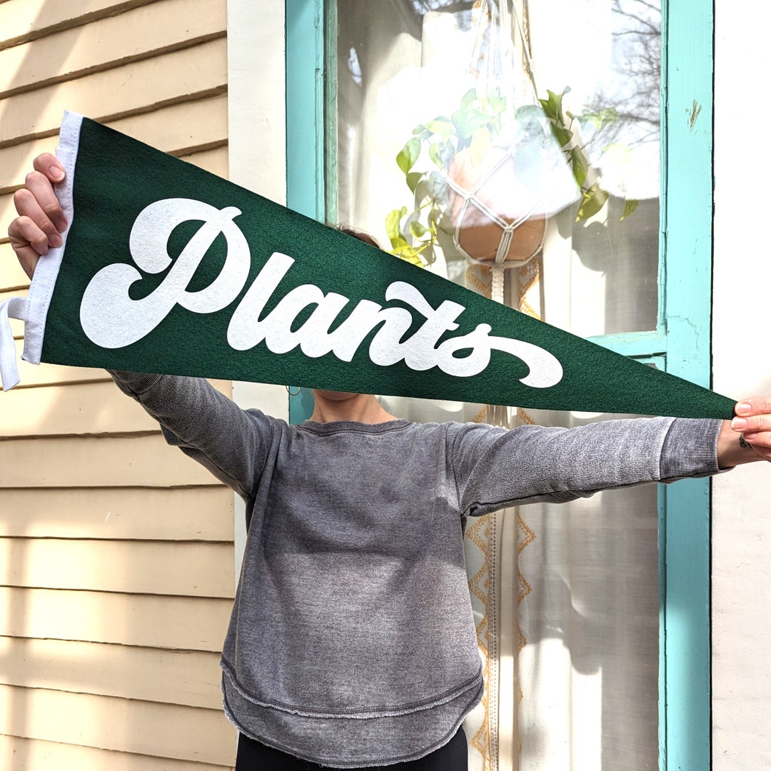 Plants Felt Pennant in a Vintage Style - Retro Style Banner, Thick ...