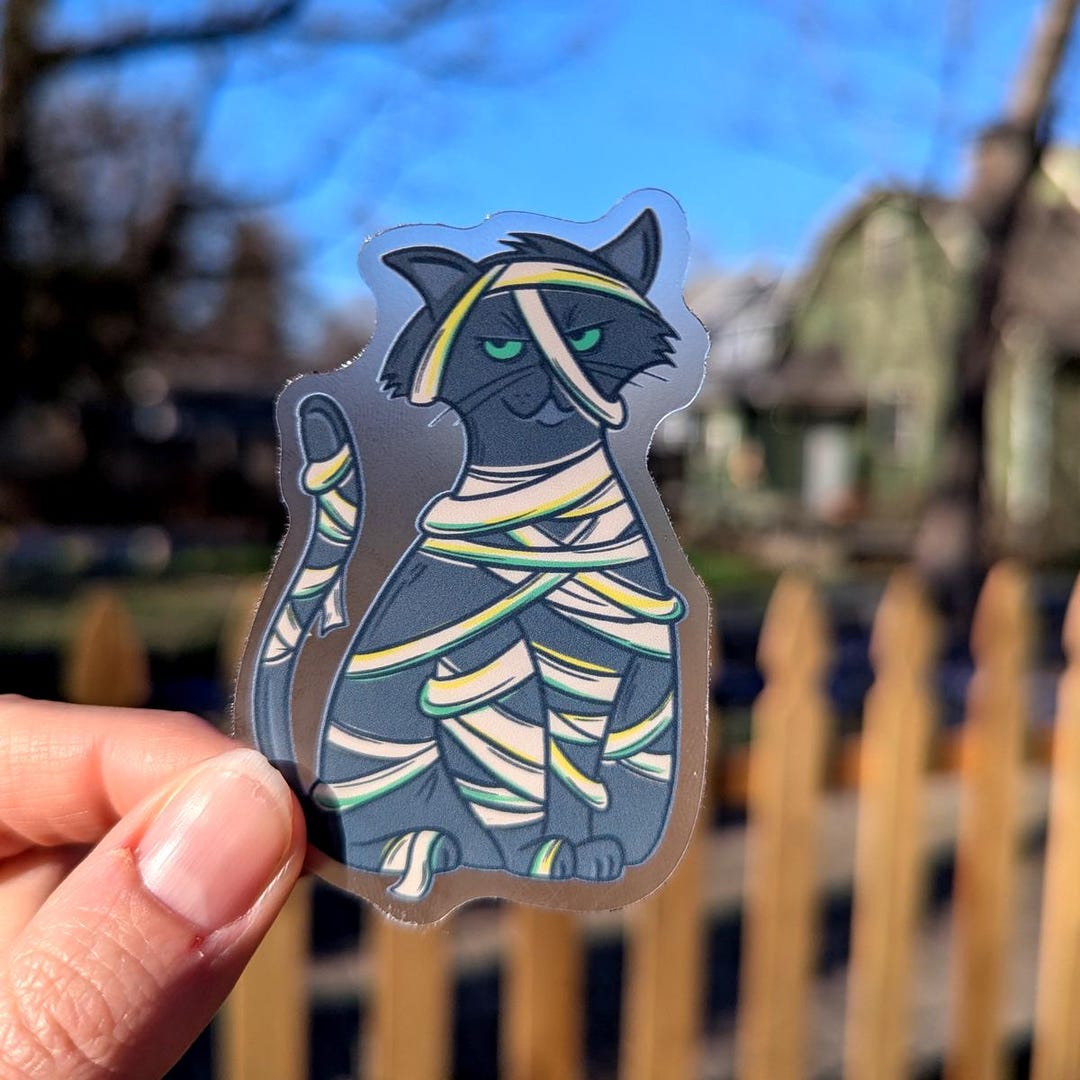 Mummy Cat Sticker: Waterproof Halloween Decal - Etsy