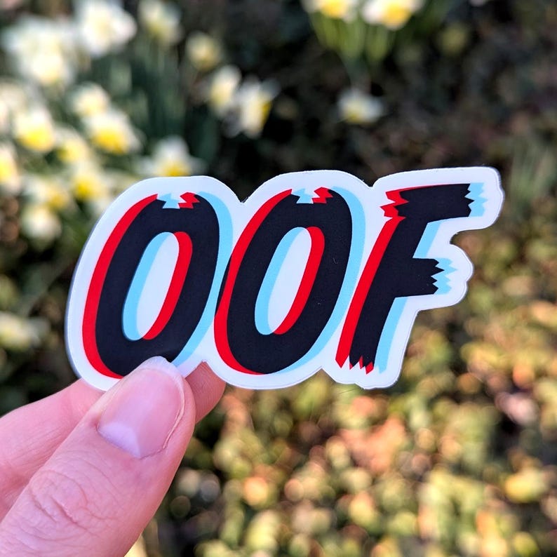 Oof Sticker, Funny Sarcastic Vinyl Decal for Laptop, Water Bottle, Car ...