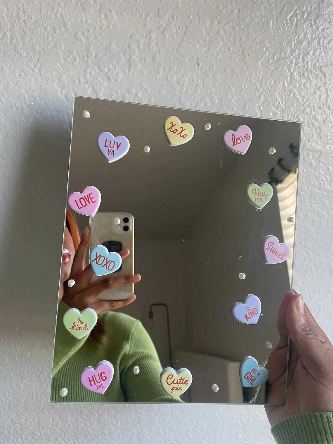 Candy Heart Wall Mirror | Small Wall Mirror Decorated With Hearts and ...