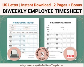 Set of 3 PRINTABLE Employee Timesheet Bundle Time Tracker - Etsy