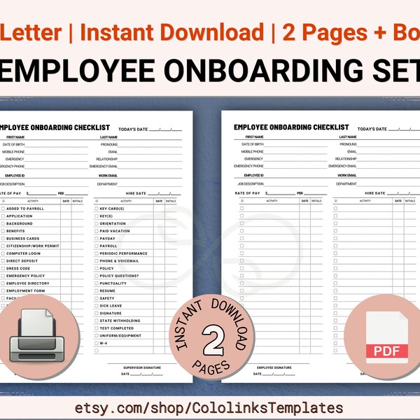 Employee Onboarding Checklist Printable - Etsy