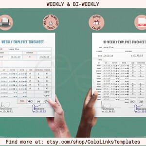 Set of 6 PRINTABLE Employee Timesheet Bundle, Time Tracker, Employee ...