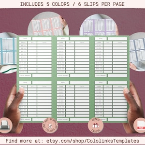 Set of 5 PRINTABLE Cash Breakdown Slips, Teller Slips, Cash Inserts ...