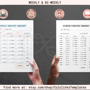 Set of 6 PRINTABLE Employee Timesheet Bundle, Time Tracker, Employee ...