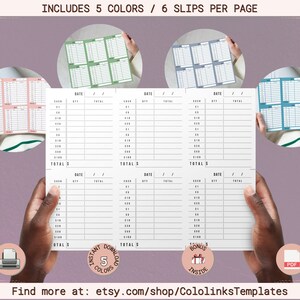 Set of 5 PRINTABLE Cash Breakdown Slips, Teller Slips, Cash Inserts ...