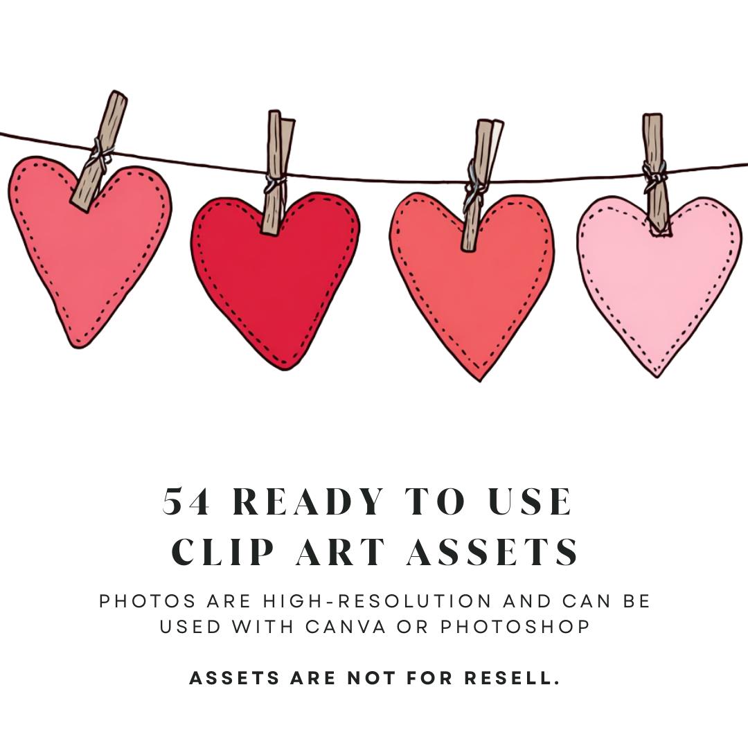 54 Valentine’s Day Clipart Pack – High-resolution Romantic Watercolor ...