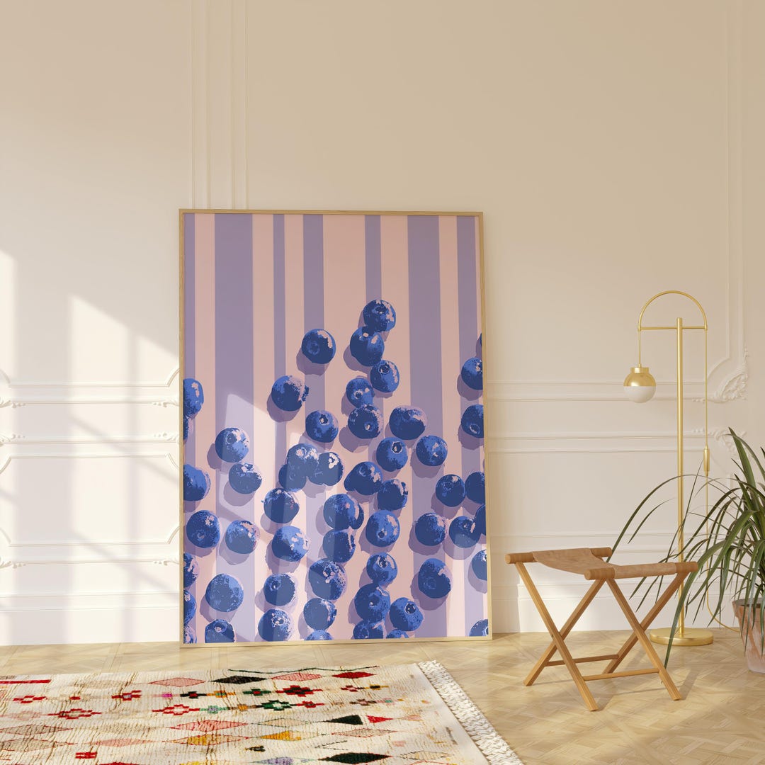 Blueberry Wall Art – Modern Fruit Print – Purple and Blue Kitchen ...