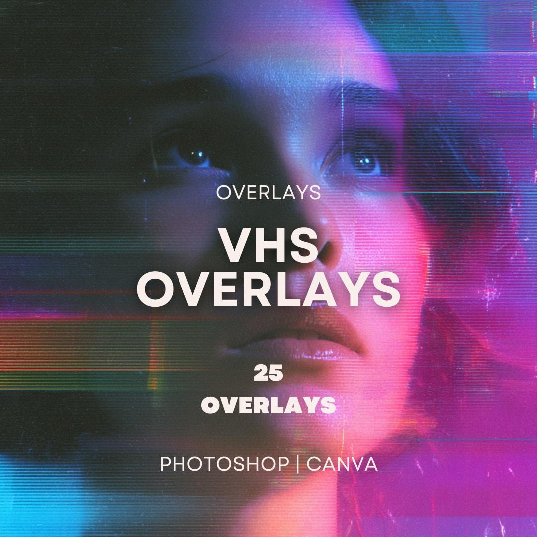 35 VHS Overlays – High-resolution Retro Glitch Effects, TV Distortion ...