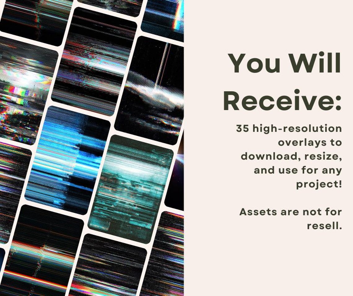 35 VHS Overlays – High-resolution Retro Glitch Effects, TV Distortion ...
