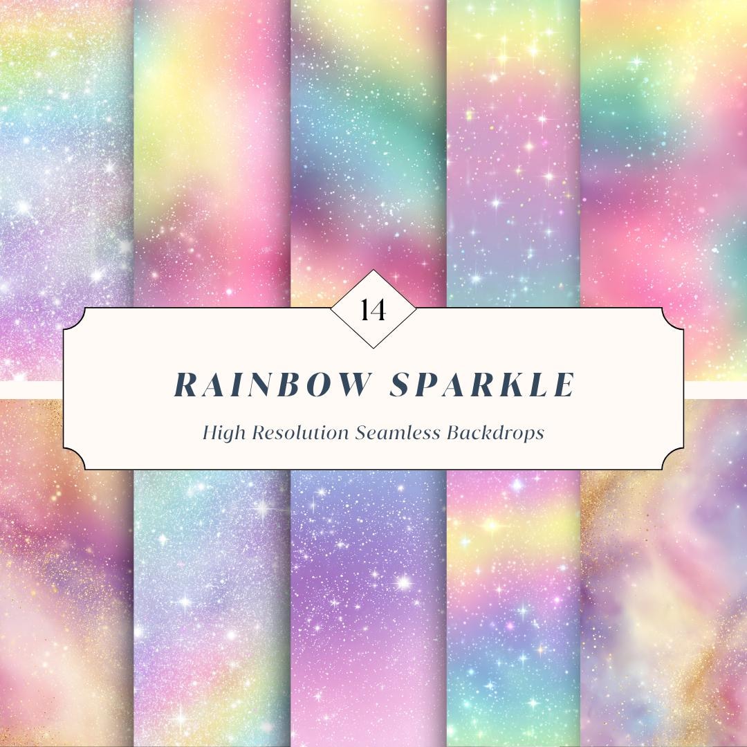 14 Rainbow Sparkle Seamless Backdrops – Pastel Glitter Backgrounds for ...