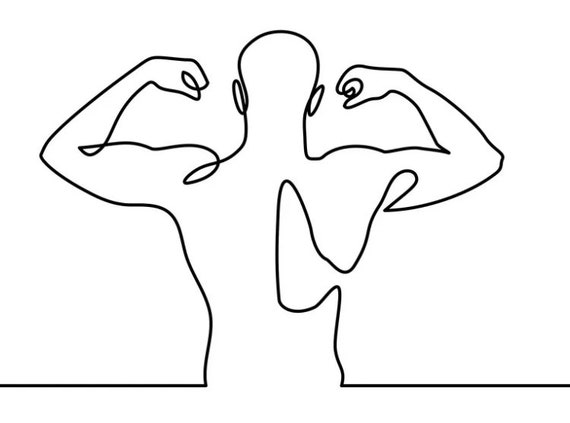 Strong Athletic Man. 1 Line Drawing People Animals - Etsy