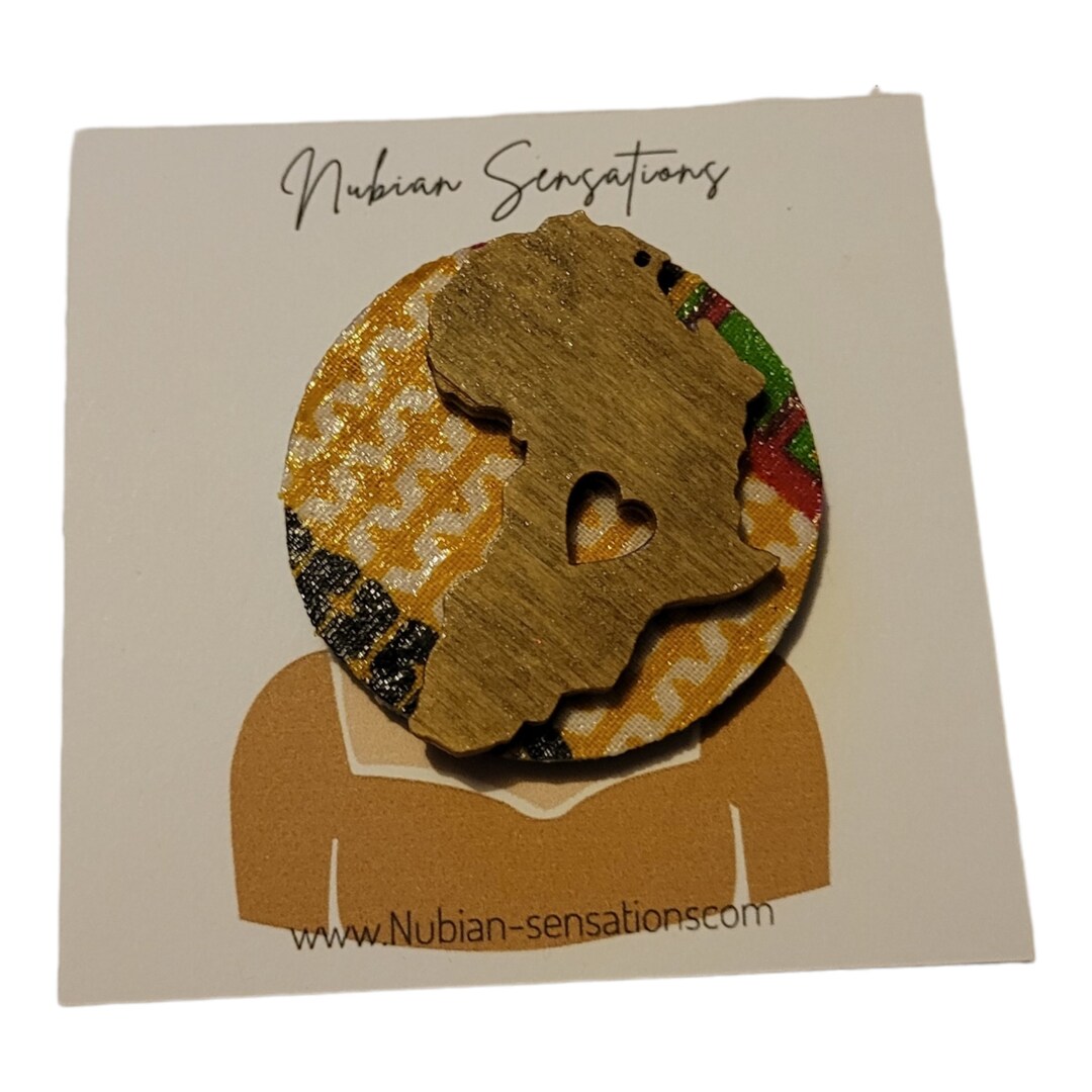 Africa Wood Lapel Pin,afrocentirc Fabric - Etsy