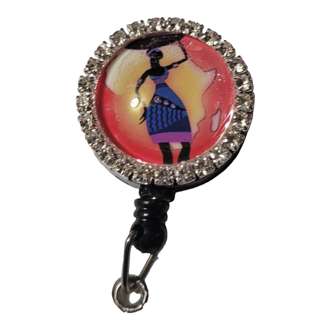 Afro Woman Badge Reel,african Woman, Badge Reels,melanin,badge,afro ...
