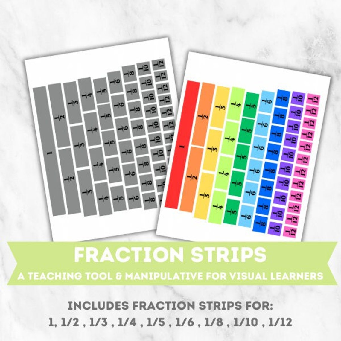 Printable Fraction Strips/bars/tiles - Etsy