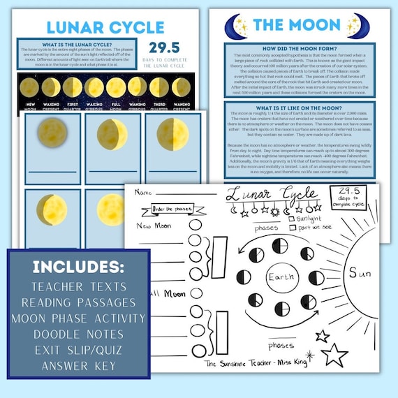 Phases Of The Moon Worksheet Middle School