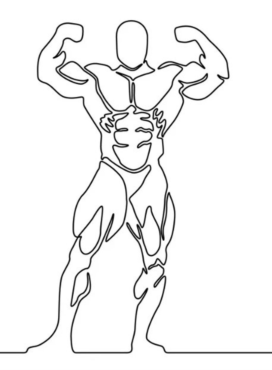 Bodybuilder Show Biceps. 1 Line Drawing - Etsy