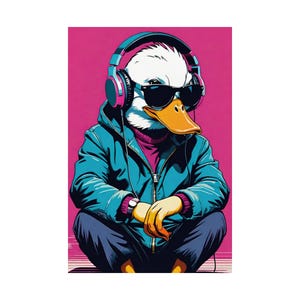 Rad 80s Duck Poster - Totally Tubular Sunglasses and Headphones - Etsy