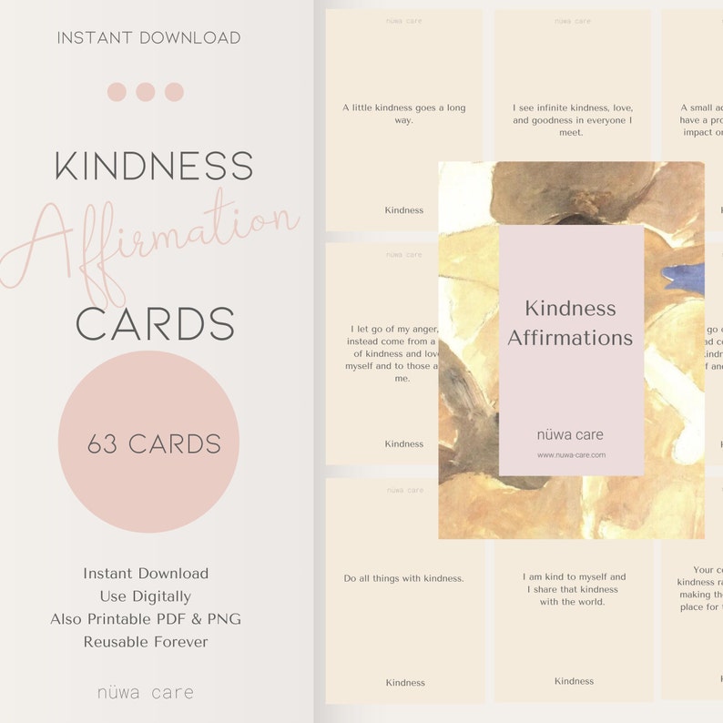 Kindness Affirmation Cards Kindness Affirmations Digital Printable ...
