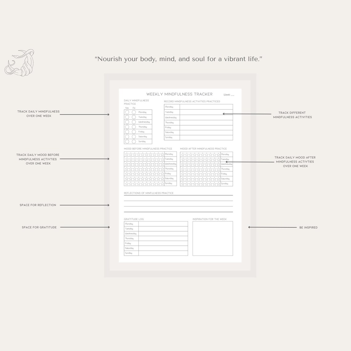 Printable Daily Mindfulness Journal Mindfulness Planner Printable ...