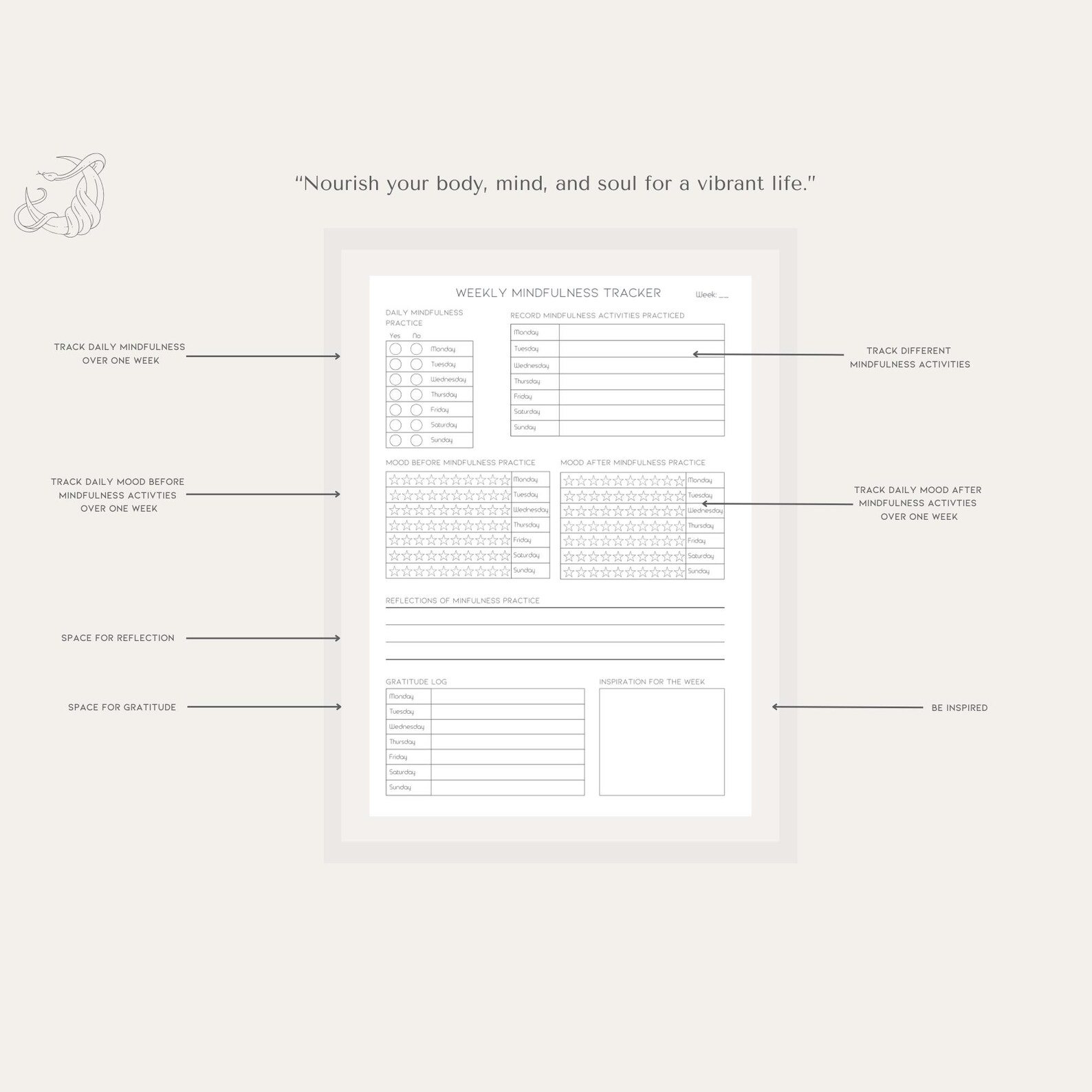 Printable Daily Mindfulness Journal Mindfulness Planner Printable ...