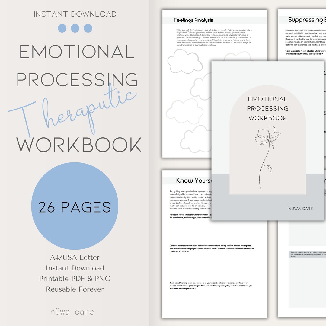 Emotional Processing Workbook Mental Health Workbook Therapy Worksheet ...