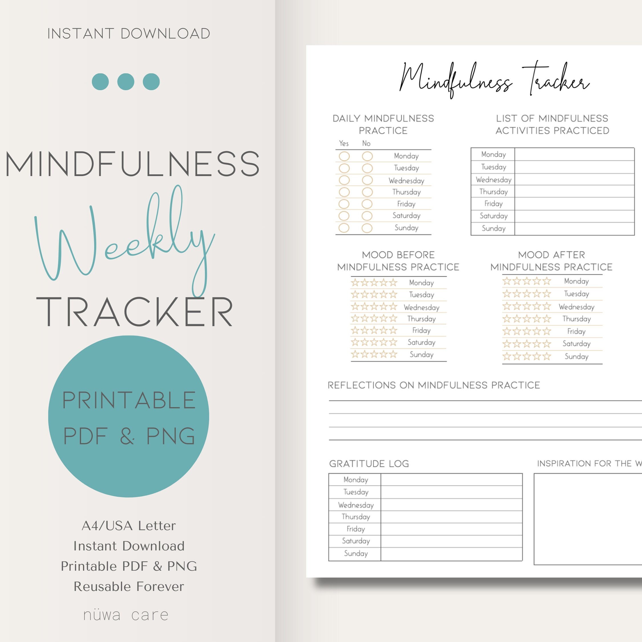 Printable Daily Mindfulness Journal Mindfulness Planner Printable ...