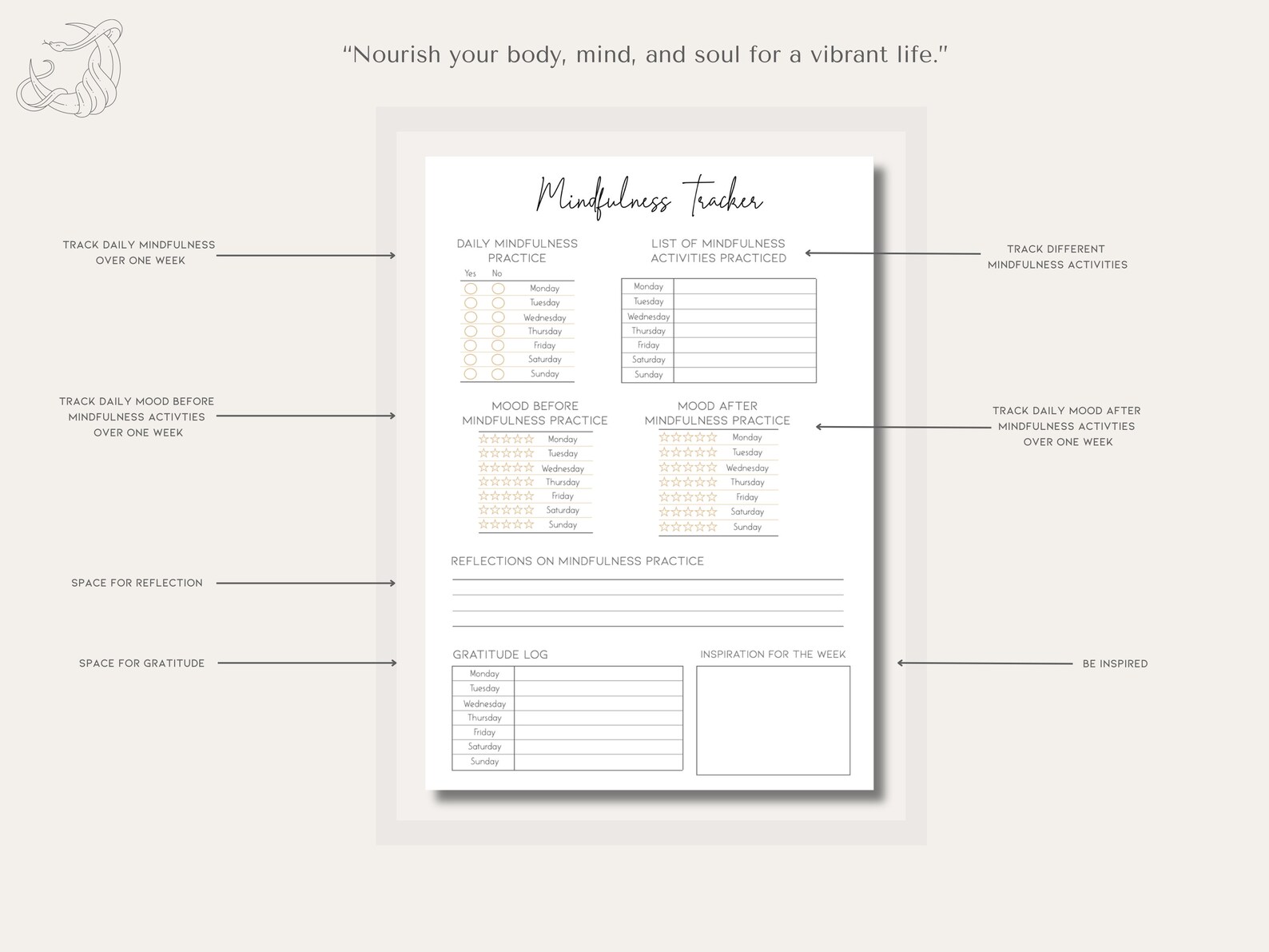 Printable Daily Mindfulness Journal Mindfulness Planner Printable ...