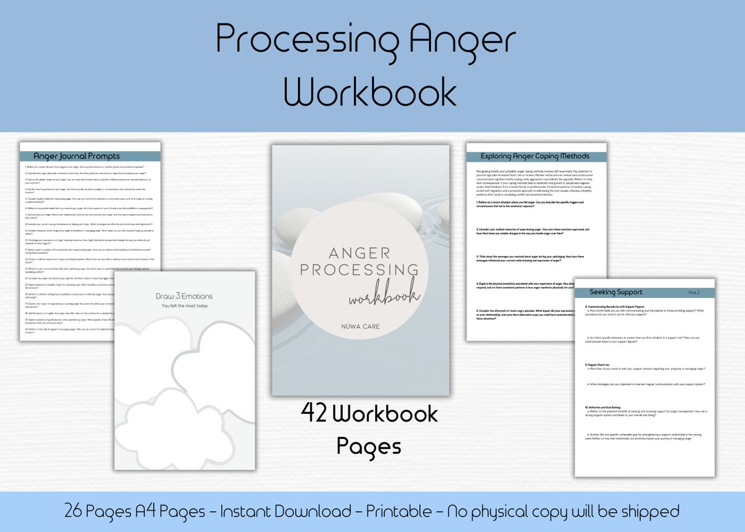 Processing Anger Workbook Mental Health Workbook Therapy Worksheet ...