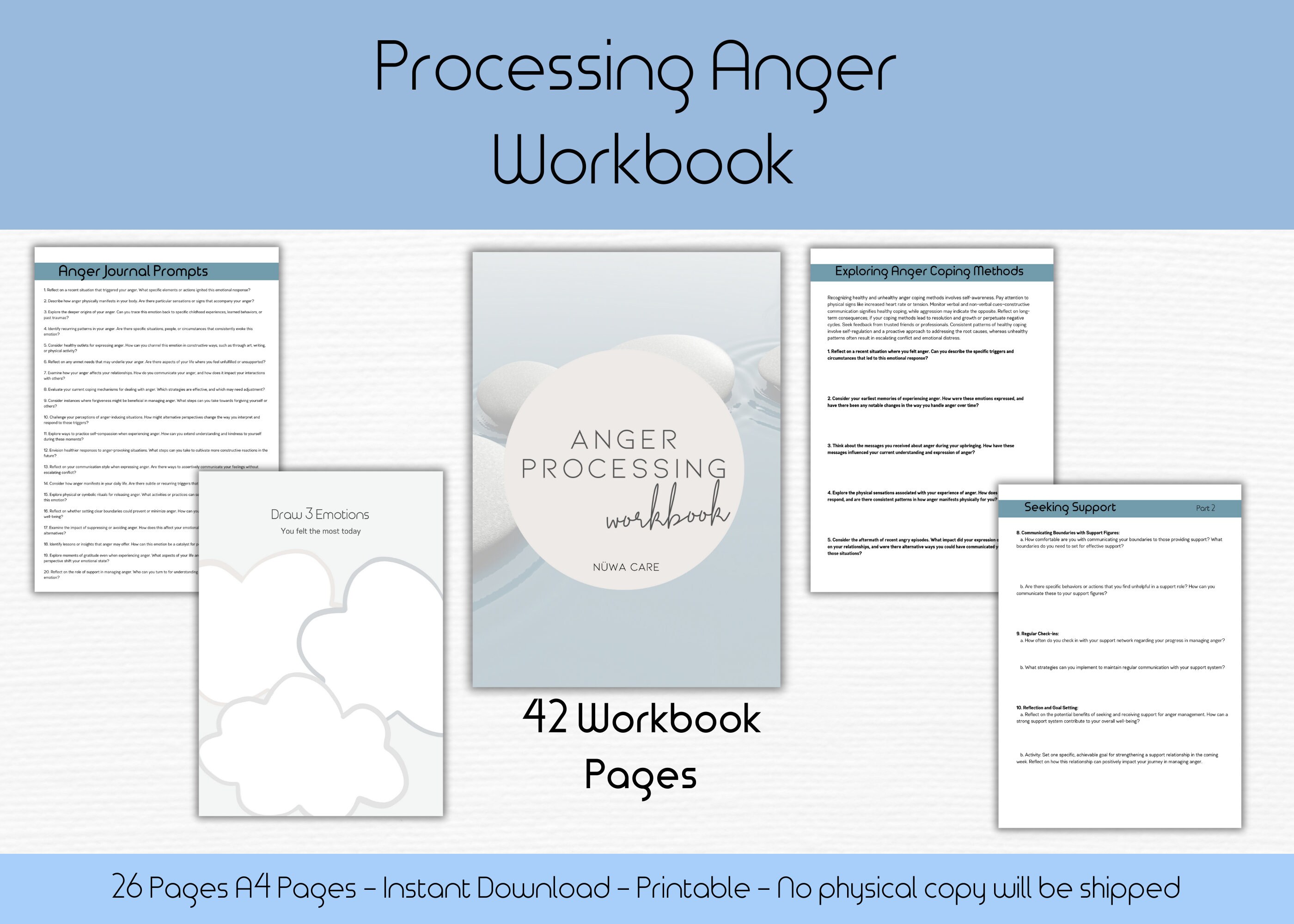 Processing Anger Workbook Mental Health Workbook Therapy Worksheet ...