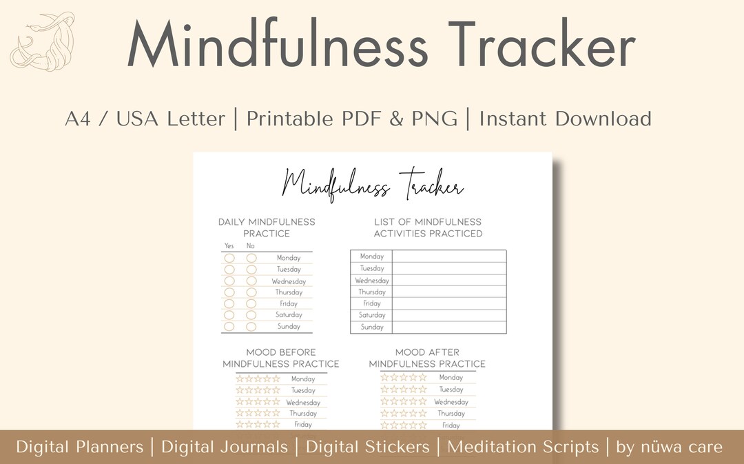 Printable Daily Mindfulness Journal Mindfulness Planner Printable ...