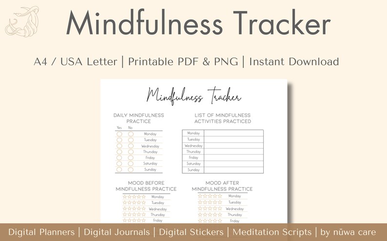 Printable Daily Mindfulness Journal Mindfulness Planner Printable ...