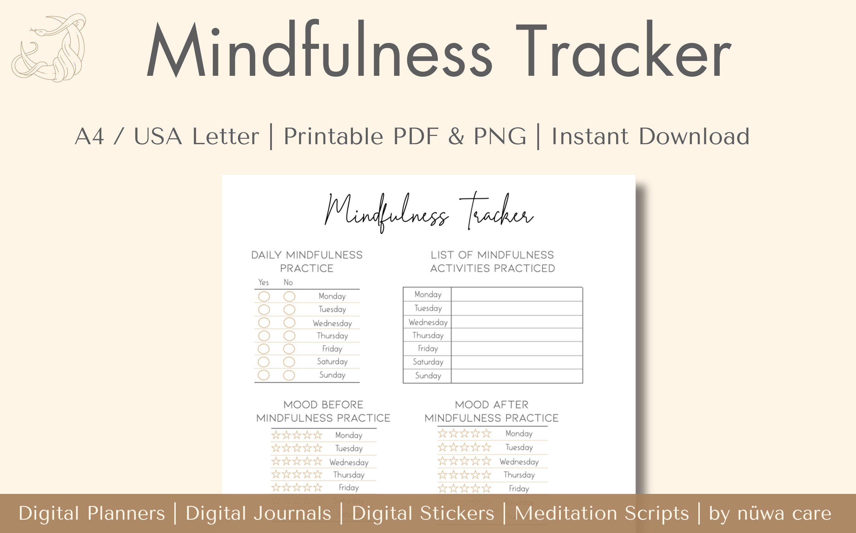 Printable Daily Mindfulness Journal Mindfulness Planner Printable ...