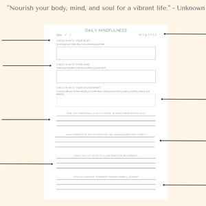 Daily Mindfulness Worksheet Daily Mindfulness Tracker Printable CBT ...