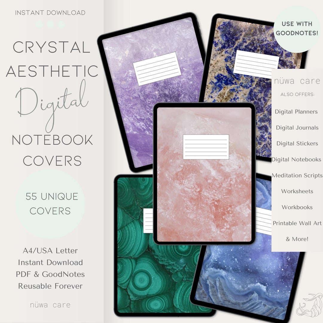 Crystal Aesthetic Note Book Cover Goodnotes Cover Crystal Notebook ...