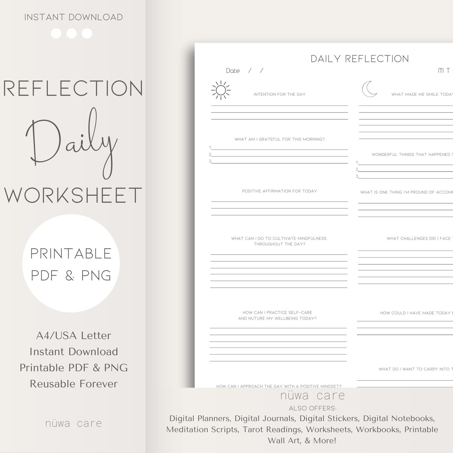 Daily Reflection Worksheet Daily Reflection Tracker Printable CBT ...