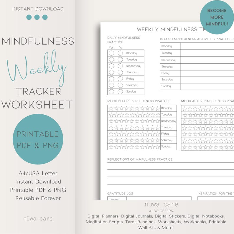 Printable Daily Mindfulness Journal Mindfulness Planner Printable ...