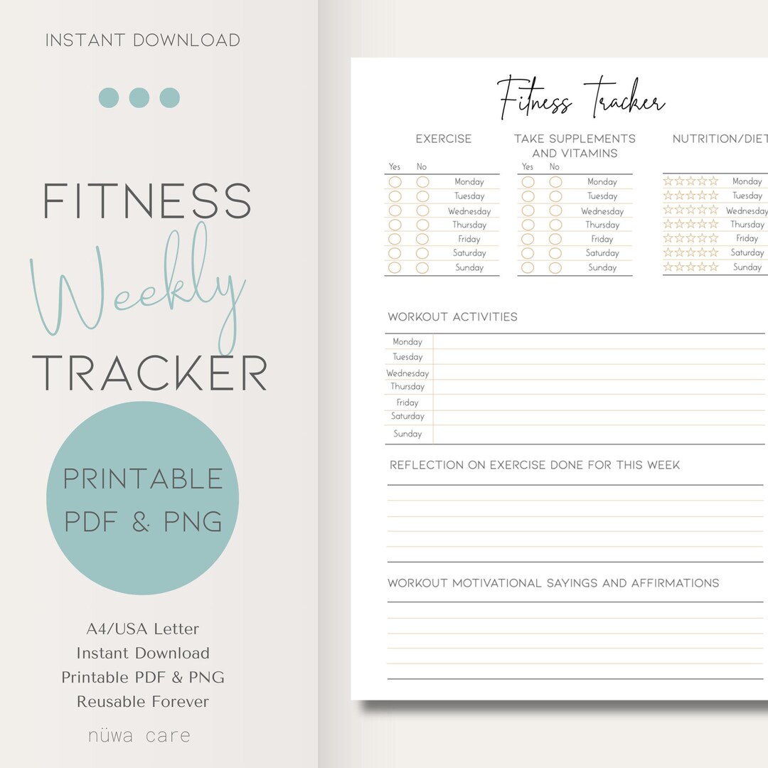 Fitness Tracker Daily Fitness Journal Exercise Planner Printable ...