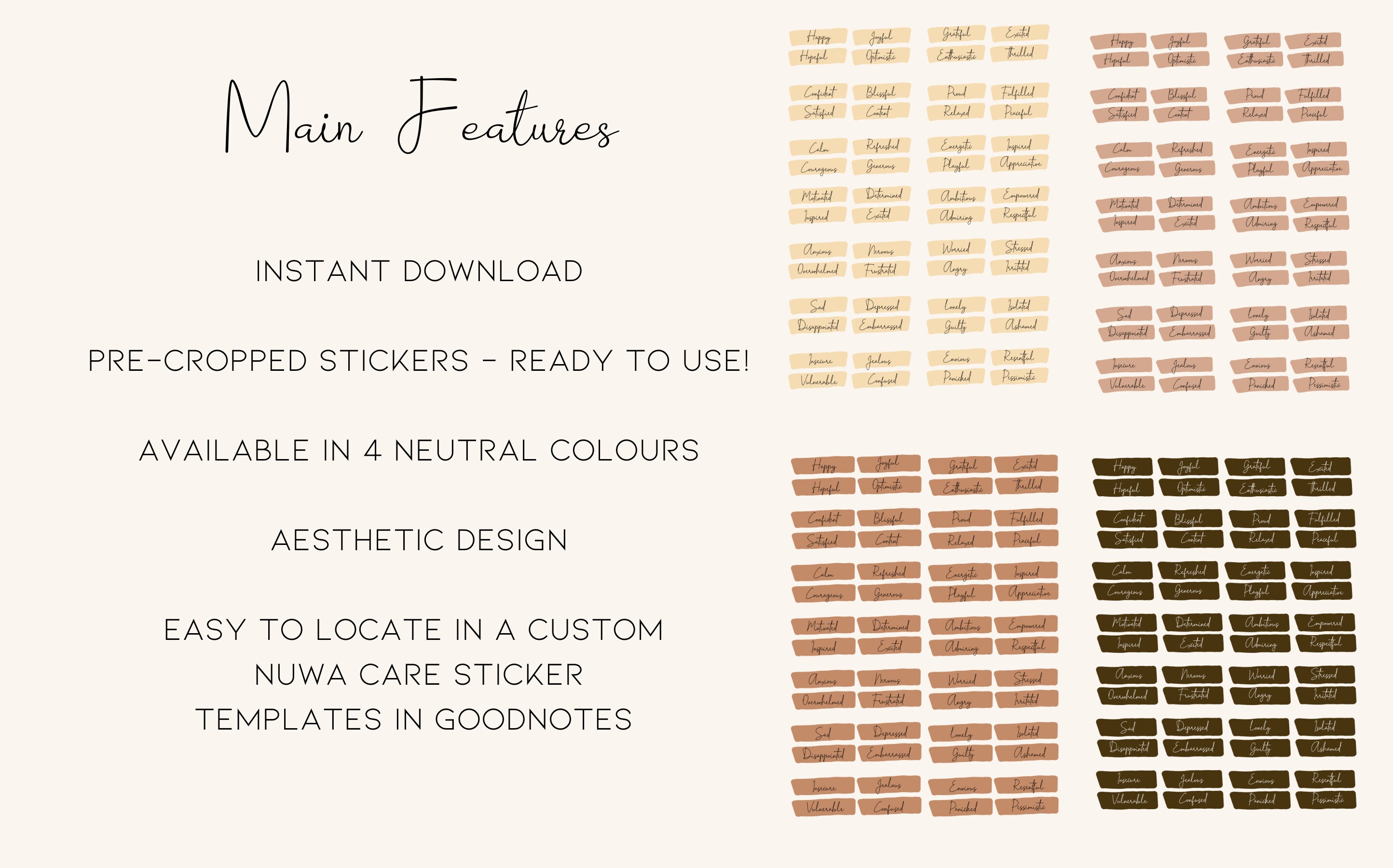 Emotions and Moods Digital Stickers Emotion Digital Stickers Instant ...