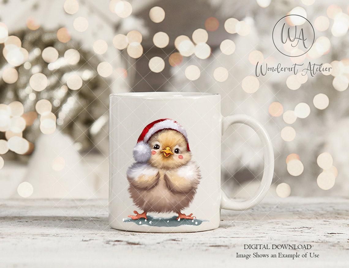 Cute Baby Chick at Christmas. Clipart PNG. Instant Download. - Etsy