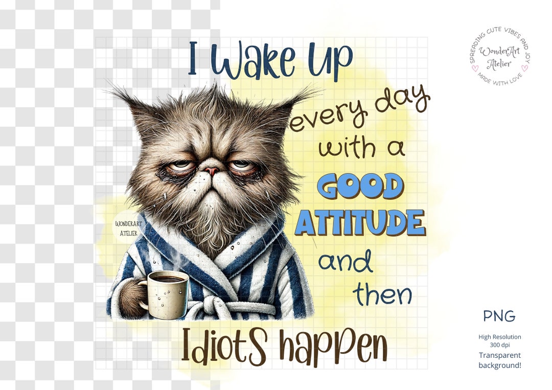 Grumpy Cat PNG: Funny Sarcastic Quote for Coffee Mugs (digital Download ...