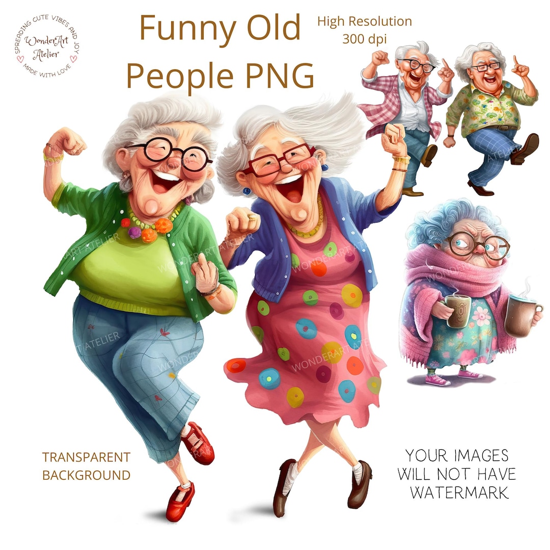 Funny Old Ladies Clipart PNG. Dancing Couples, Grumpy Grandma, and ...