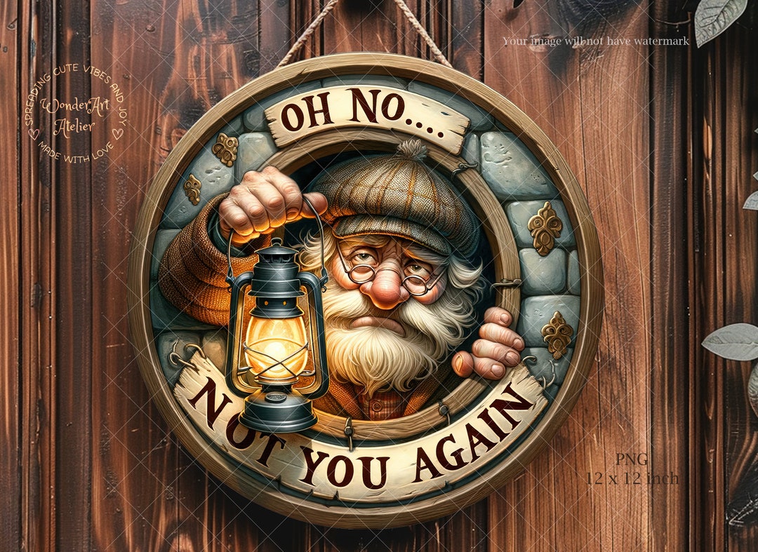 Funny Old Man Wreath Sign: Humorous Welcome Door Hanger (PNG Digital ...