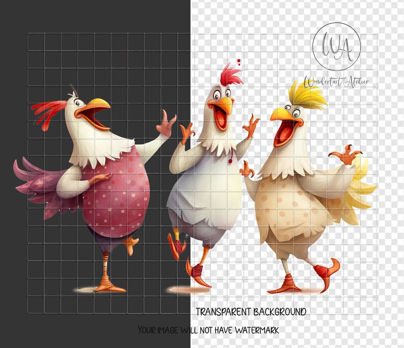 Funny Chickens Clipart PNG. Clip Art for Sublimation. - Etsy UK