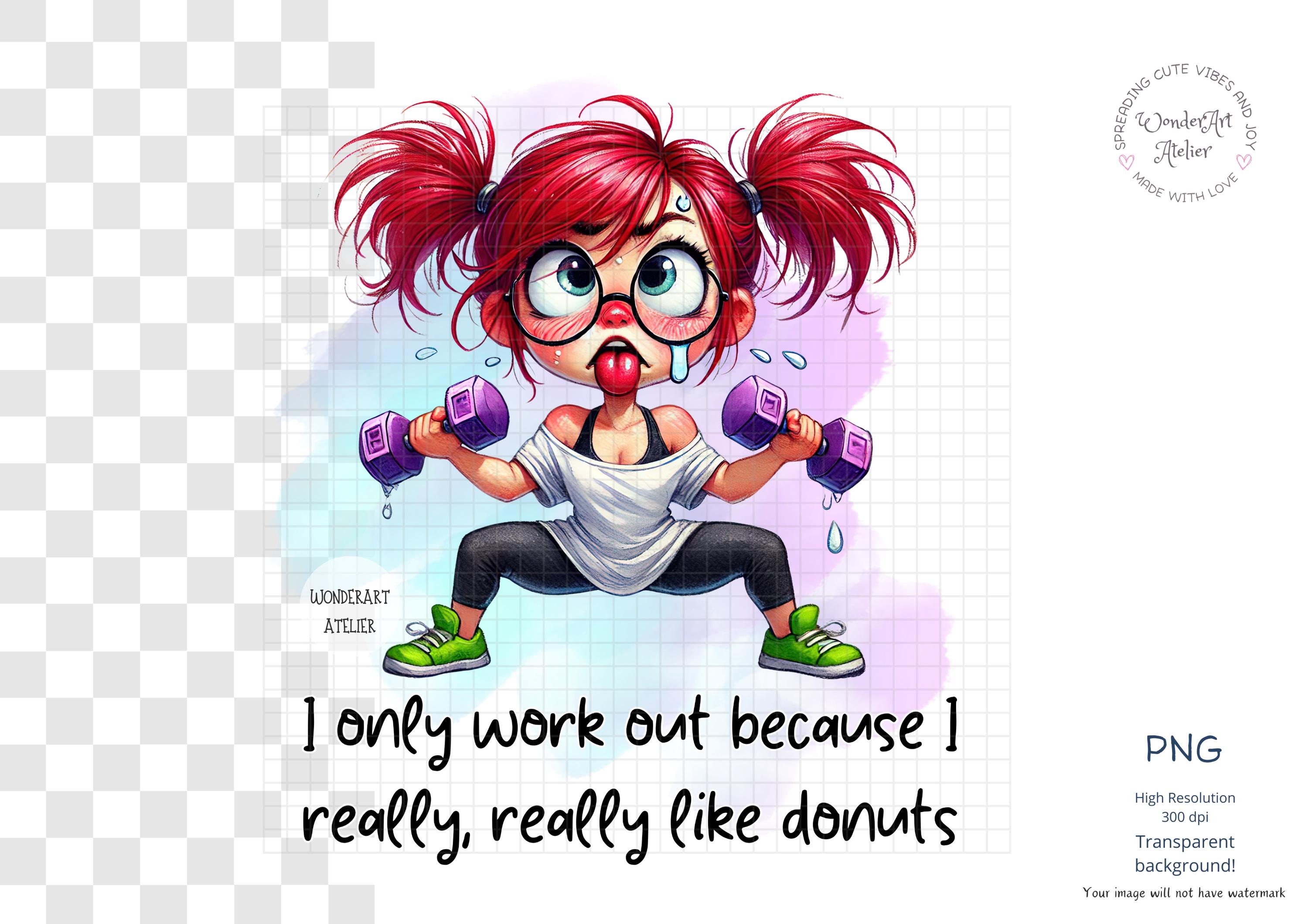 Funny Workout Girl – Donuts Gym Sublimation PNG – Digital Download - Etsy